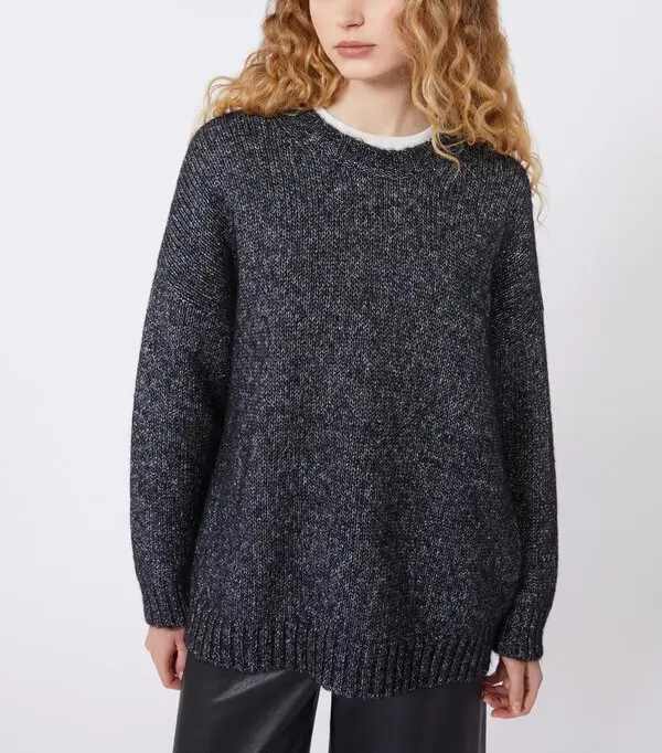 Max Mara Crew Neck Metallic Yarn Sweater