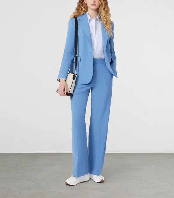 Max Mara Wool Wide-leg Trousers - Blue