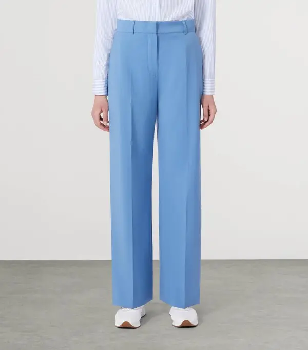 Max Mara Wool Wide-leg Trousers - Blue