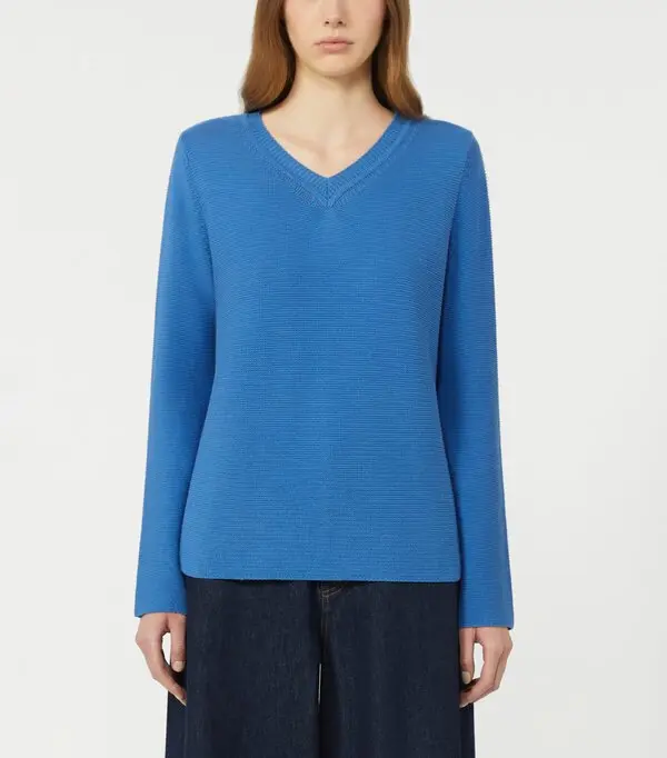 Max Mara Cotton V-neck Sweater - Blue