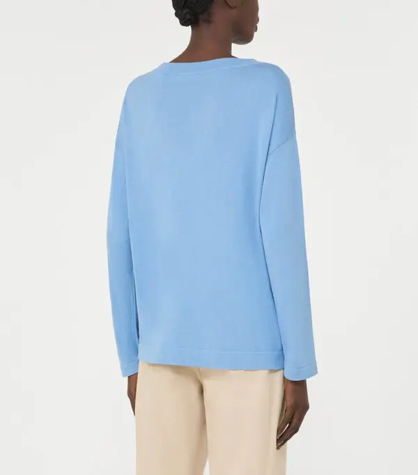 Max Mara Silk-cotton Boat-neck Sweater - Blue