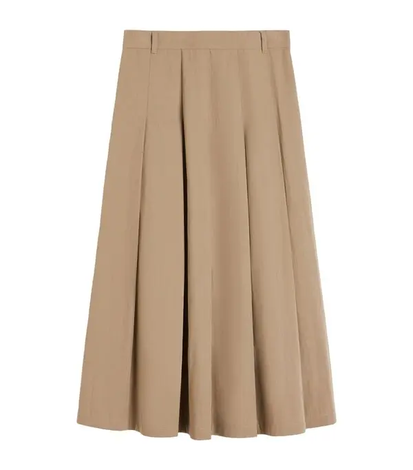 Max Mara Gabardine Pleated Maxi Skirt