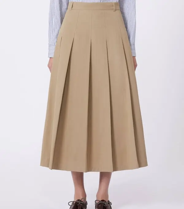 Max Mara Gabardine Pleated Maxi Skirt