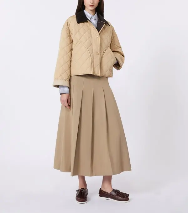 Max Mara Gabardine Pleated Maxi Skirt