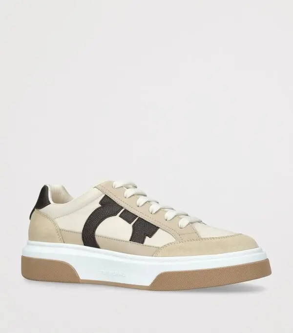 FERRAGAMO Low-top Gancini Sneakers - Beige