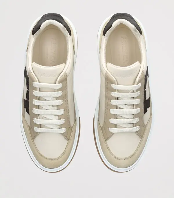 FERRAGAMO Low-top Gancini Sneakers - Beige