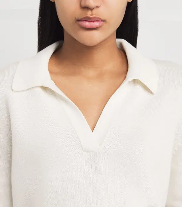 Harrods Cotton-cashmere Collared Sweater - Ivory