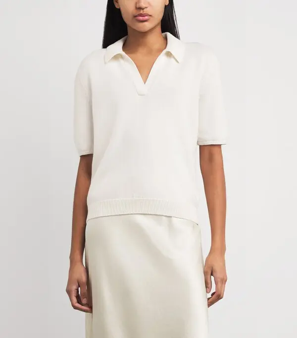 Harrods Cotton-cashmere Collared Sweater - Ivory