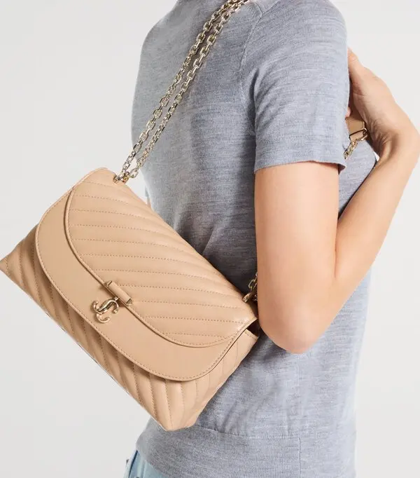 JIMMY CHOO Medium Quilted Leather Cross-body Bag - Brown
