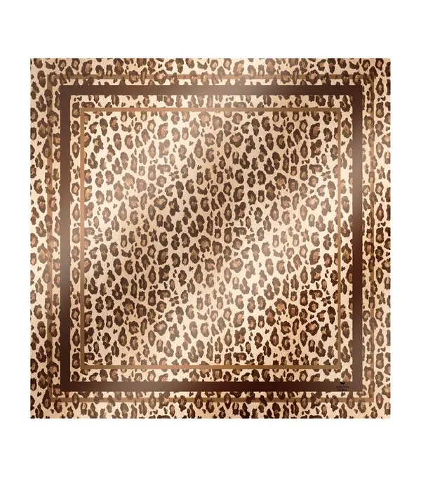 Max Mara Silk Leopard Print Scarf - Black