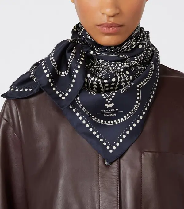 Max Mara Silk Print Square Scarf