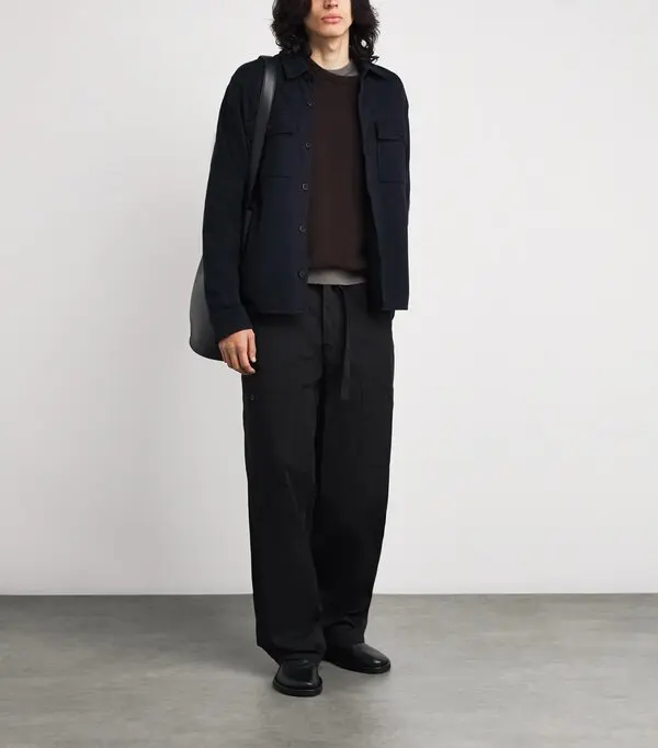 Vince Stretch Cotton-tencel Overshirt - Navy
