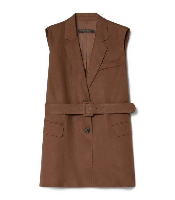Marina Rinaldi Linen Canvas Belted Waistcoat