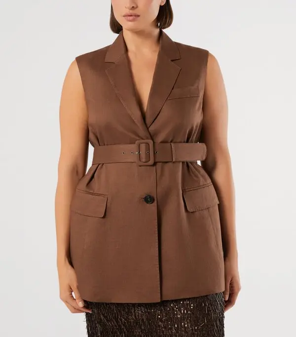 Marina Rinaldi Linen Canvas Belted Waistcoat