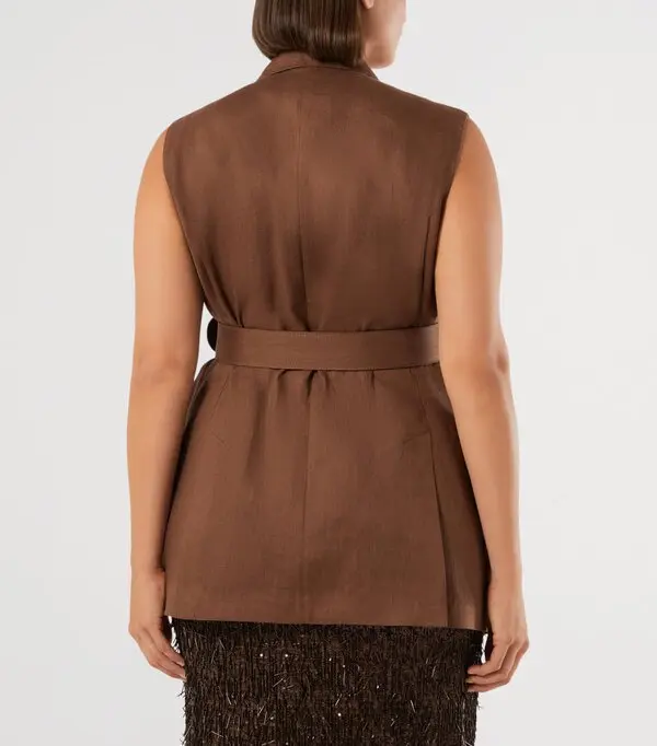 Marina Rinaldi Linen Canvas Belted Waistcoat