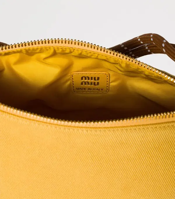 Miu Miu Cotton Gabardine Pouch With Logo - Yellow