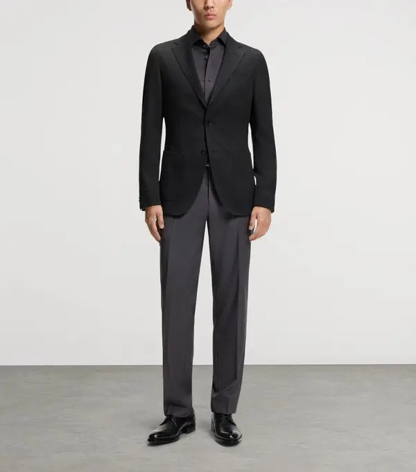 BOSS Wool-silk Slim Fit Blazer - Black