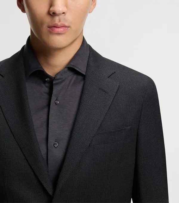 BOSS Wool-silk Slim Fit Blazer - Black