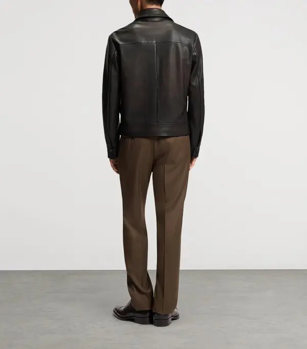 BOSS Calf Leather Aviator Jacket