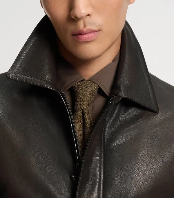 BOSS Calf Leather Aviator Jacket