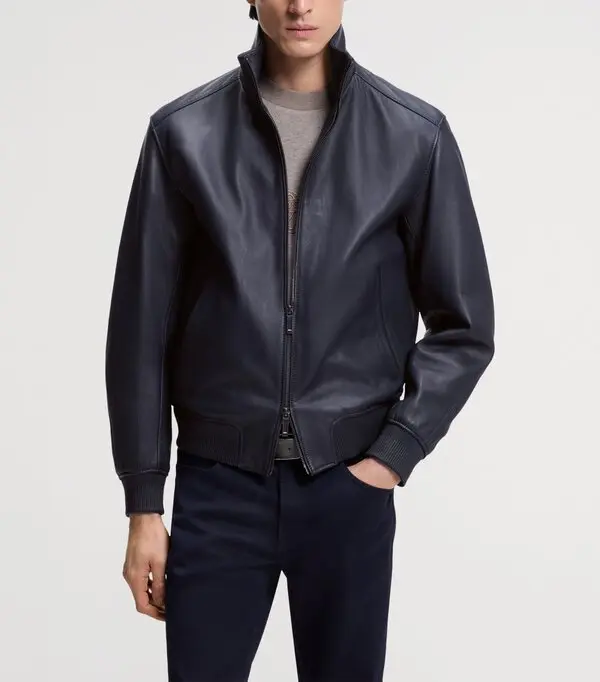 BOSS X Aston Martin Leather Jacket - Blue