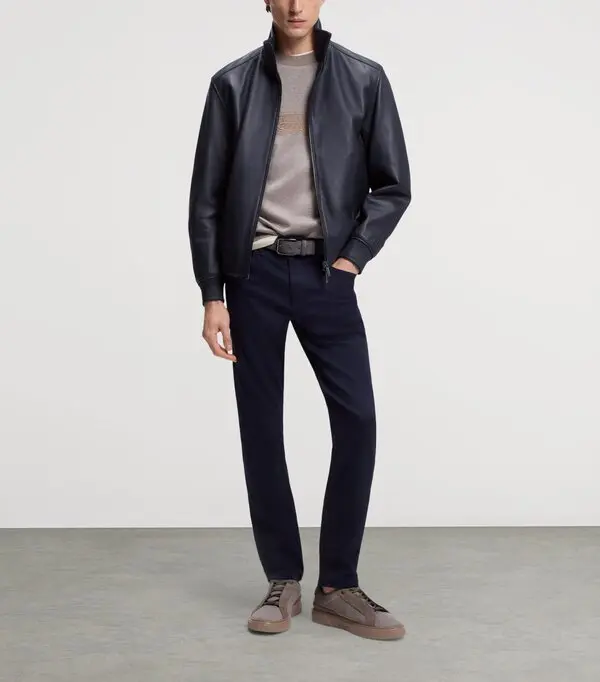 BOSS X Aston Martin Leather Jacket - Blue