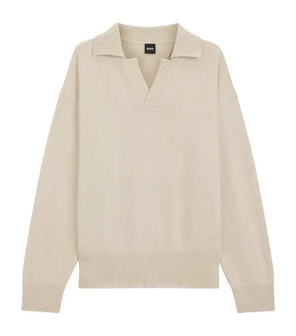 BOSS Virgin Wool Polo Sweater
