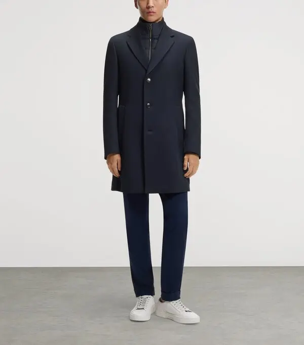 BOSS Cotton-blend Padded-liner Coat - Blue