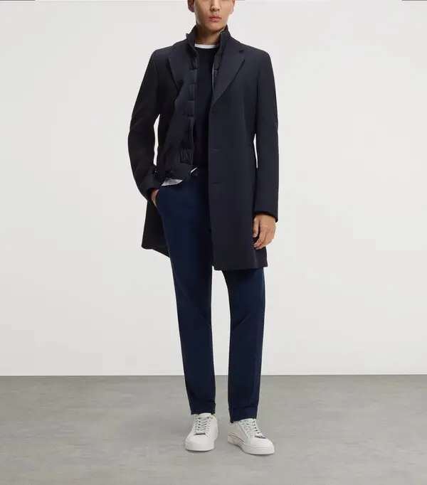 BOSS Cotton-blend Padded-liner Coat - Blue
