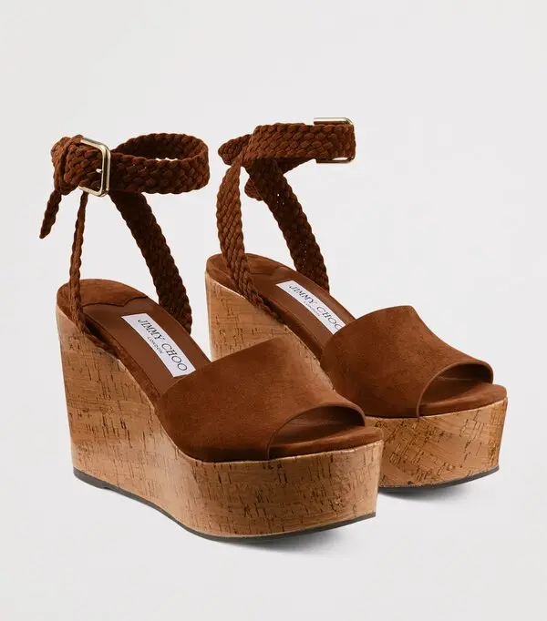 JIMMY CHOO Jori 100 Suede Wedge Sandals