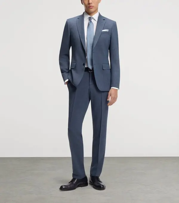 BOSS Stretch-wool Blazer - Blue