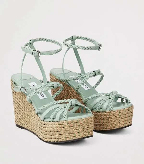 JIMMY CHOO Nyra 100 Leather Wedge Heels