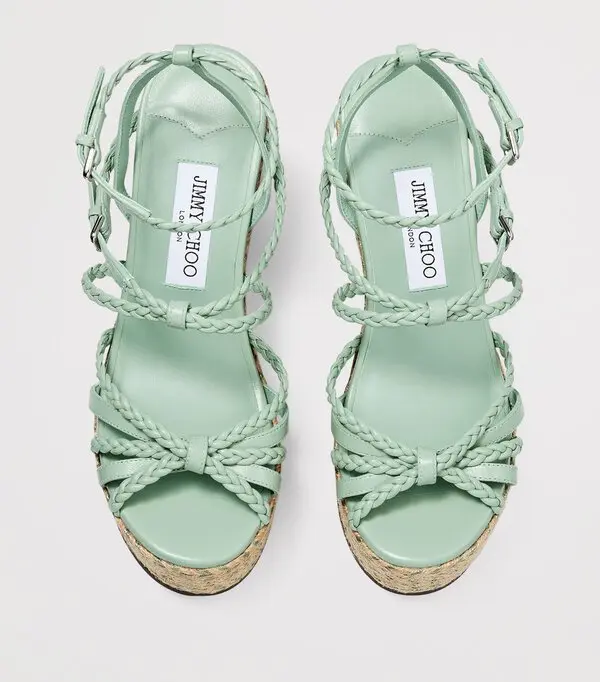 JIMMY CHOO Nyra 100 Leather Wedge Heels