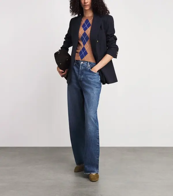 ME+EM Wool-cashmere Argyle T-shirt
