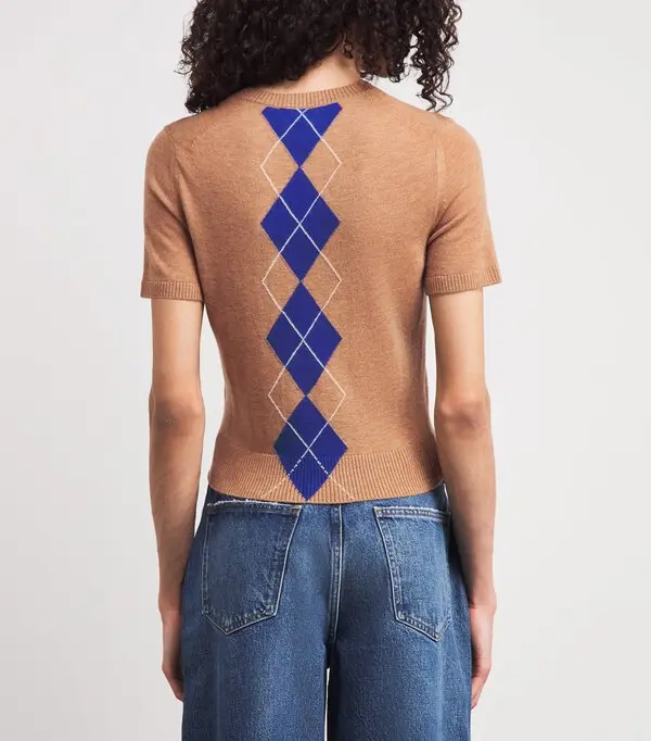 ME+EM Wool-cashmere Argyle T-shirt