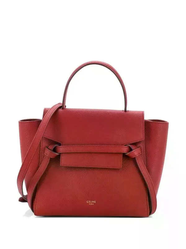 Celine Textured Leather Nano Belt Bag - Red