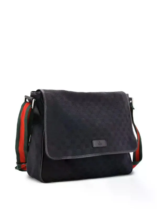 Gucci Web Strap Flap Messenger Gg Canvas Medium