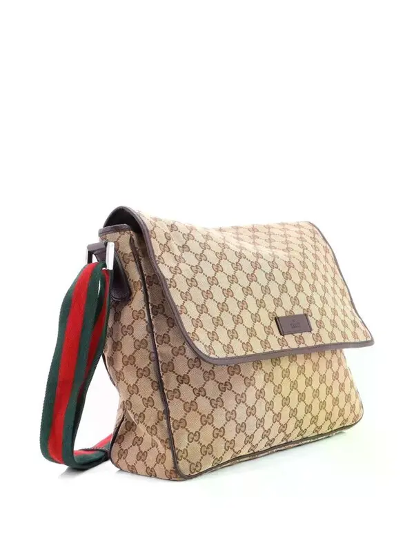 Gucci Web Strap Flap Messenger Gg Canvas Medium