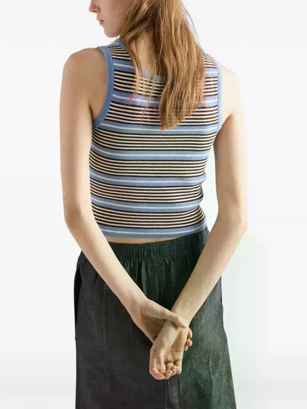 Prada Cotton Knit Stripe Tank Top