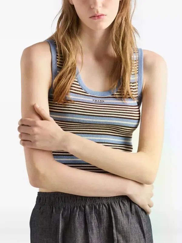 Prada Cotton Knit Stripe Tank Top