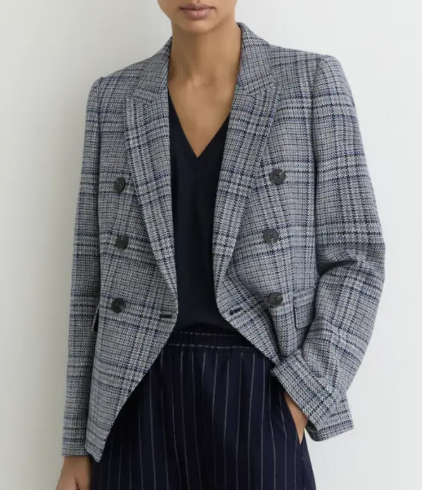 REISS Double-breasted Check Blazer