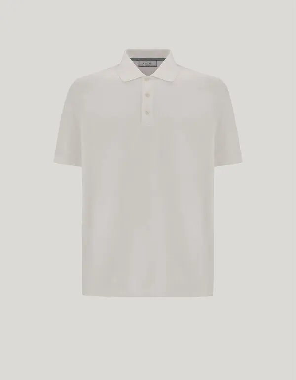 Canali Structured Cotton Polo Shirt With Three-button Closure