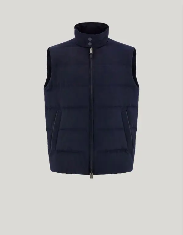 Canali Quilted Technical Fabric Vest - Blue