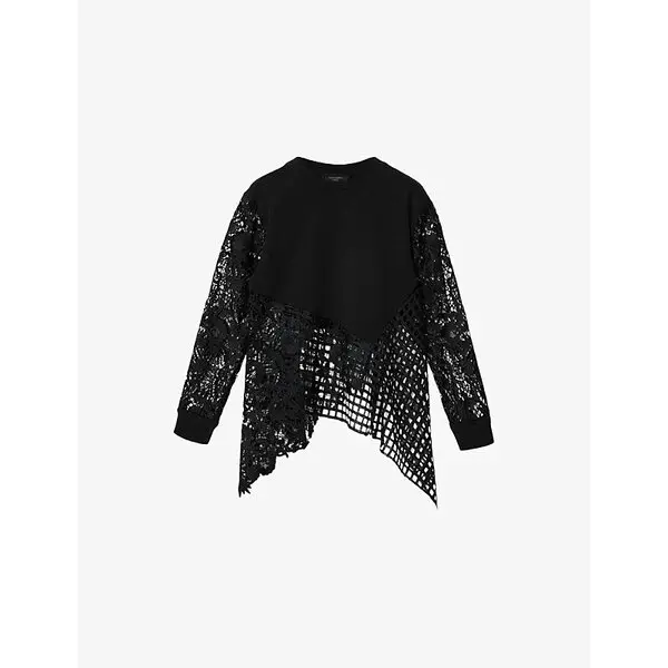 ALLSAINTS Malorie Panelled Cotton And Lace Top - Black