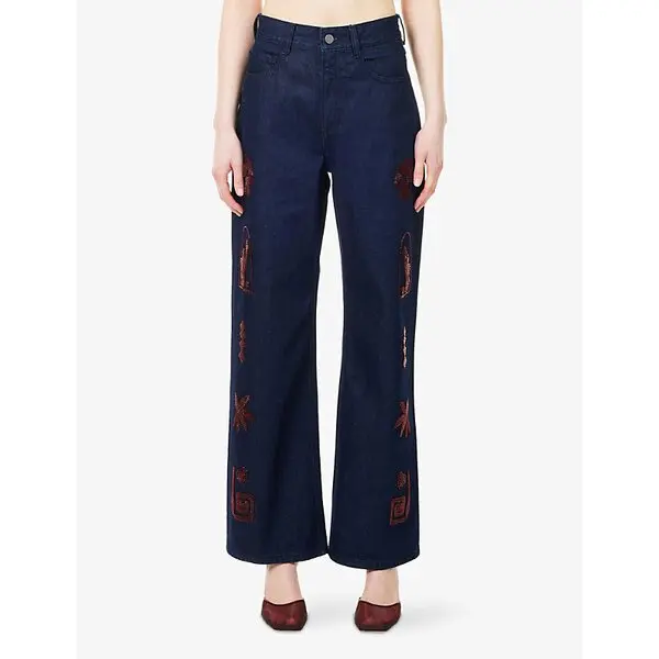 ALEMAIS Alémais Delany Embroidered Denim Jeans