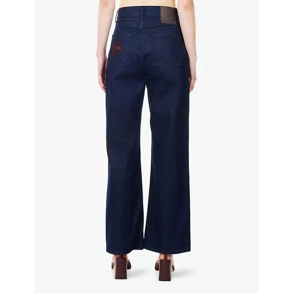 ALEMAIS Alémais Delany Embroidered Denim Jeans