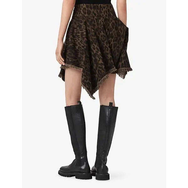 ALLSAINTS Crissy Leopard-print Denim Mini Skirt