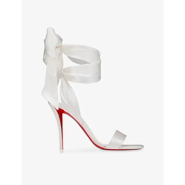 CHRISTIAN LOUBOUTIN Miss Z 100 Satin Heeled Sandals - Ivory/lin Snow