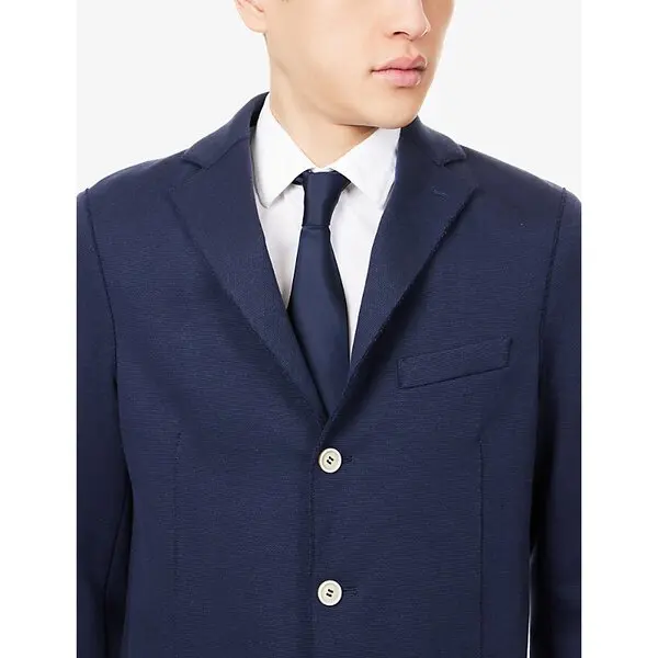 Eleventy Detachable-hood Cotton-blend Jacket - Blue
