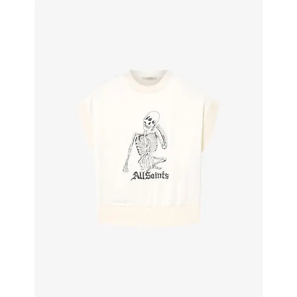 ALLSAINTS Terra Graphic-print Knitted T-shirt - Chalk White